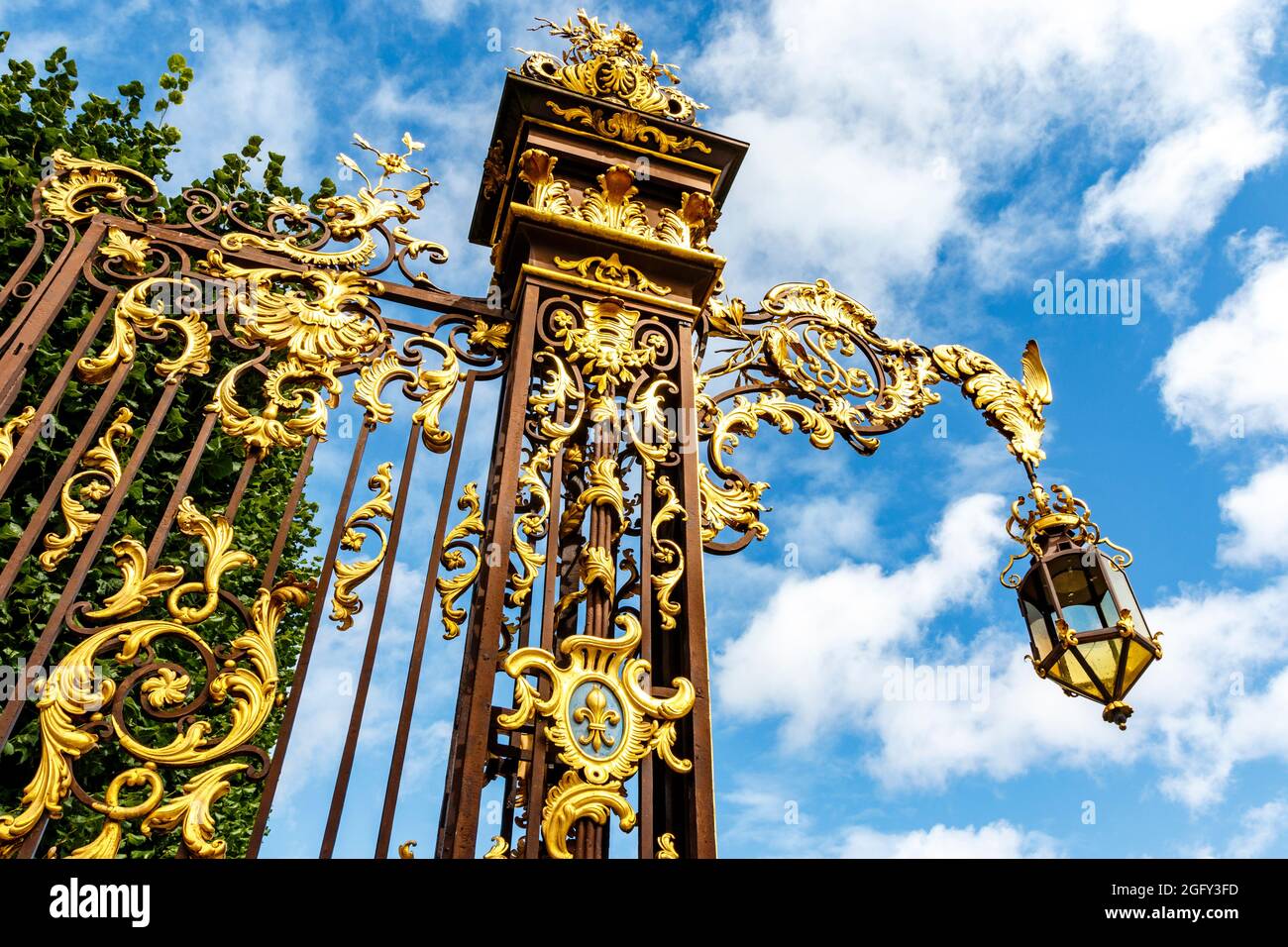 Ornate golden fence at the Place de la Carriere square in Nancy, France ...