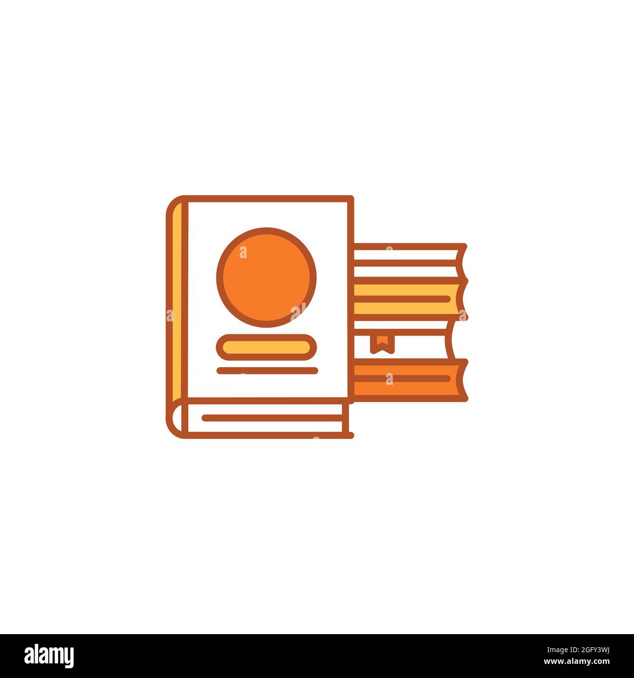 Books color line icon. Library concept. School textbooks with bookmarks ...