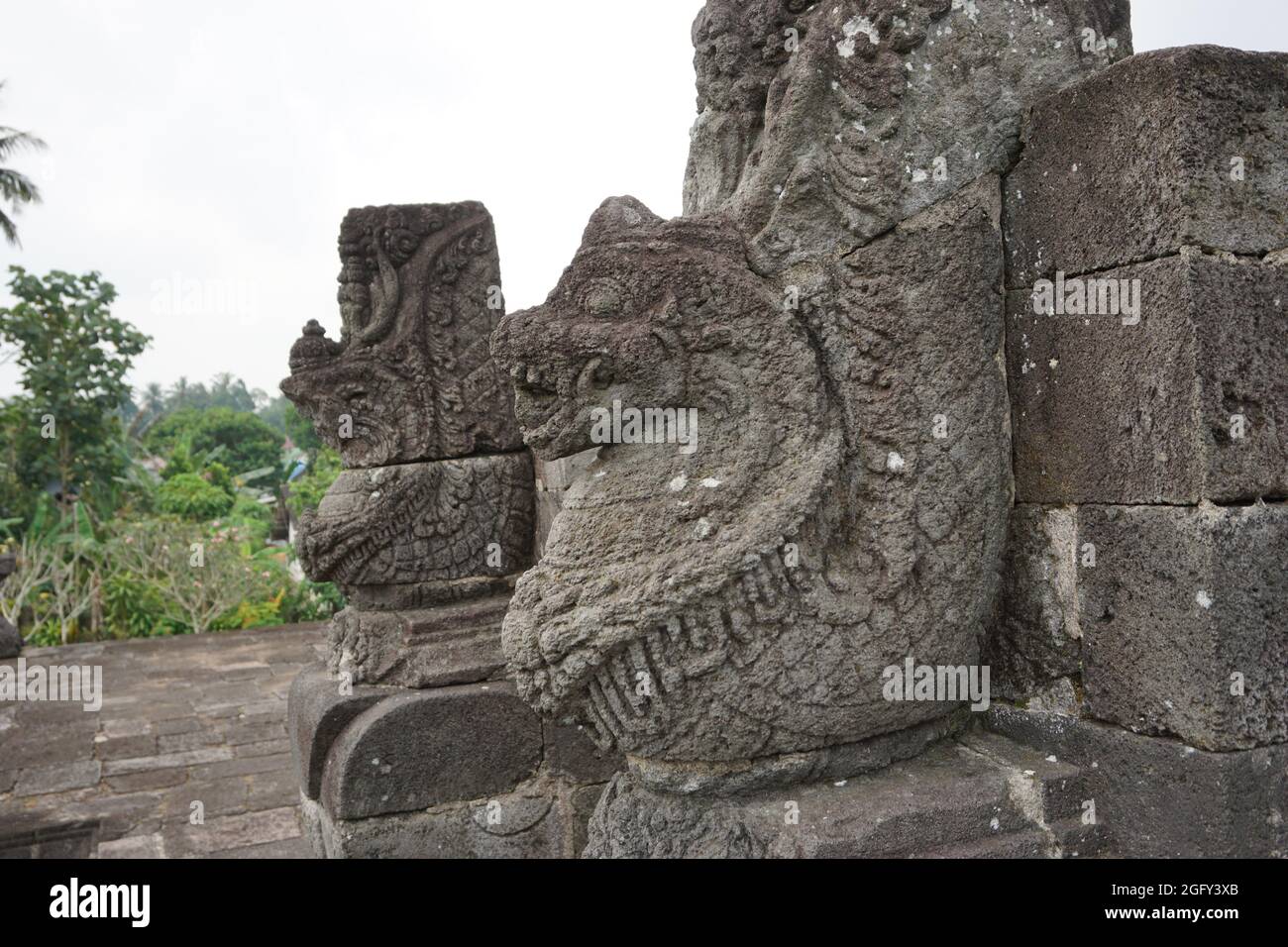 Carved stone on the stone penataran temple (panataran temple), Blitar ...
