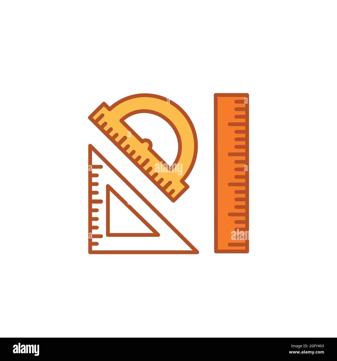 Rulers color line icon. concept. Measuring tools: ruler, triangle ...
