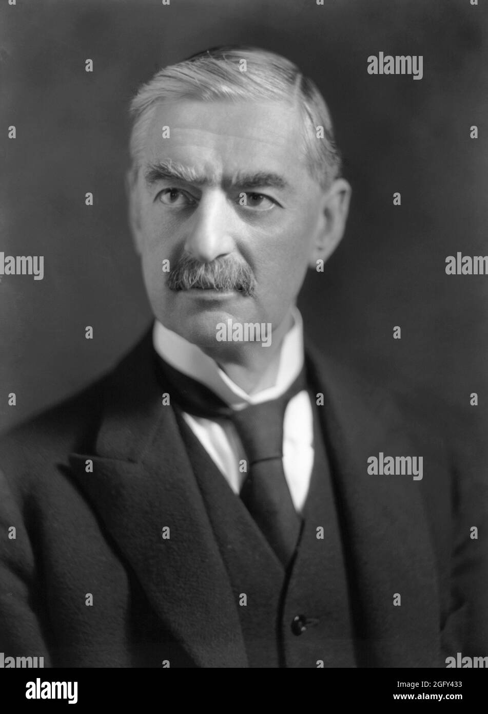 The british prime minister neville chamberlain Black and White Stock ...