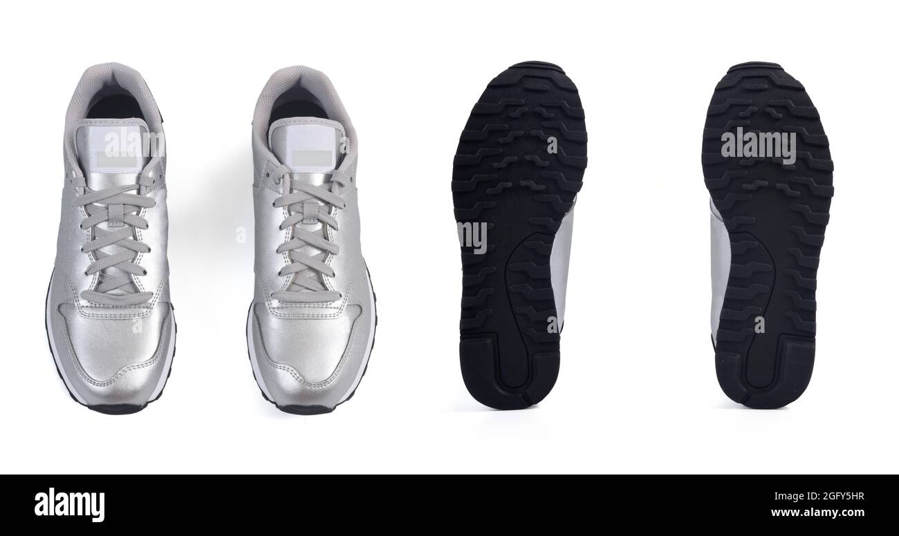front and sole of sneakers on white background Stock Photo - Alamy