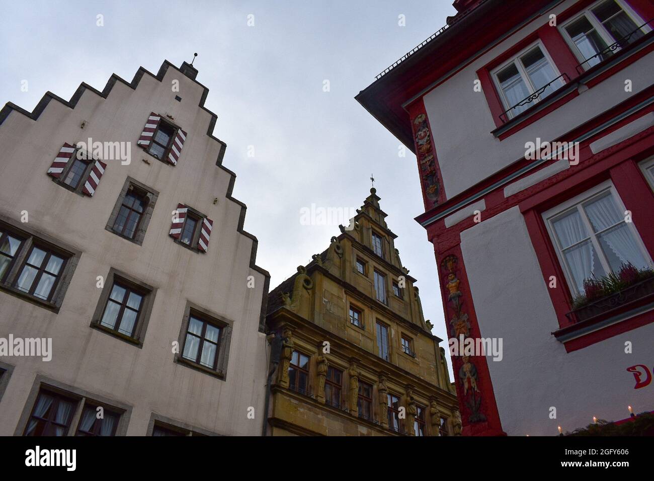 Facades of buildings in Rothenburg ob der Tauber, Bavaria, Germany ...