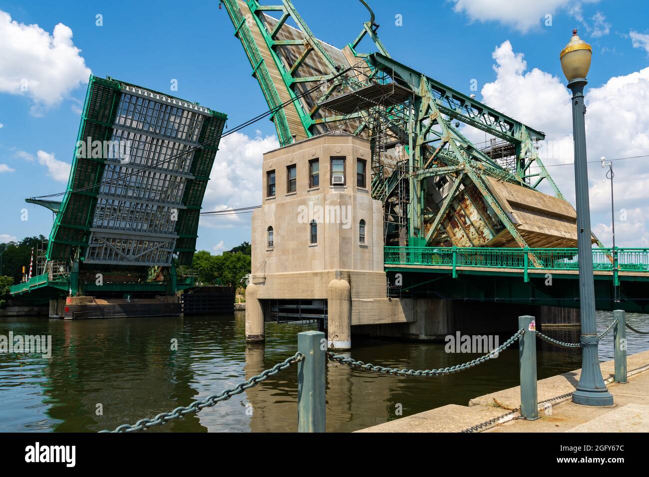 The Jefferson Street Bridge on a beautiful Summer day. Joliet, Illinois ...