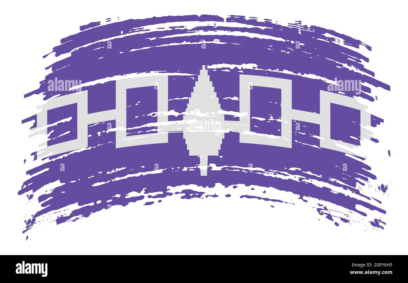 Iroquois Confederacy Haudenosaunee flag in grunge brush stroke, vector ...