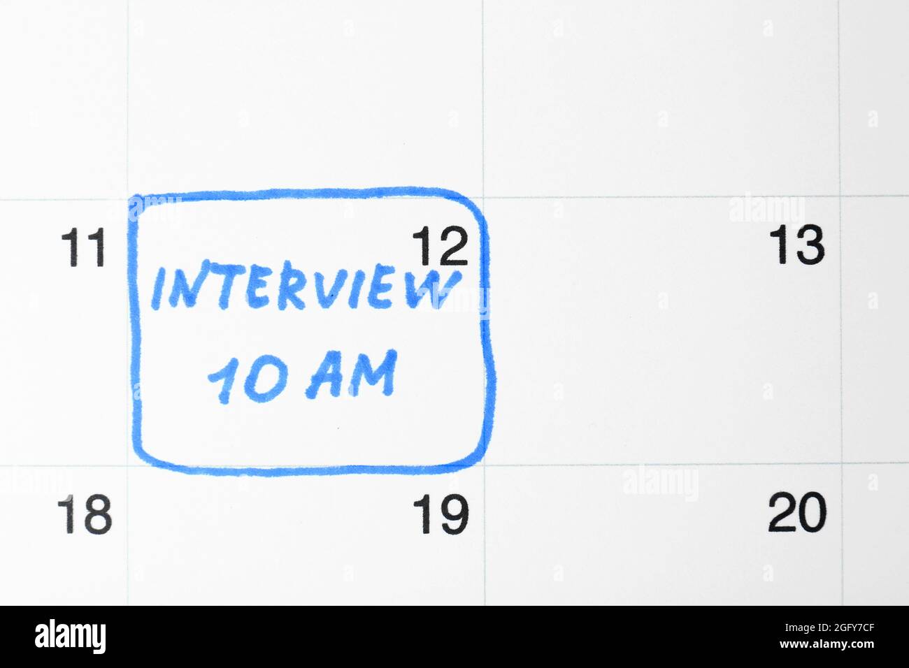 Job interview date on calendar Stock Photo - Alamy