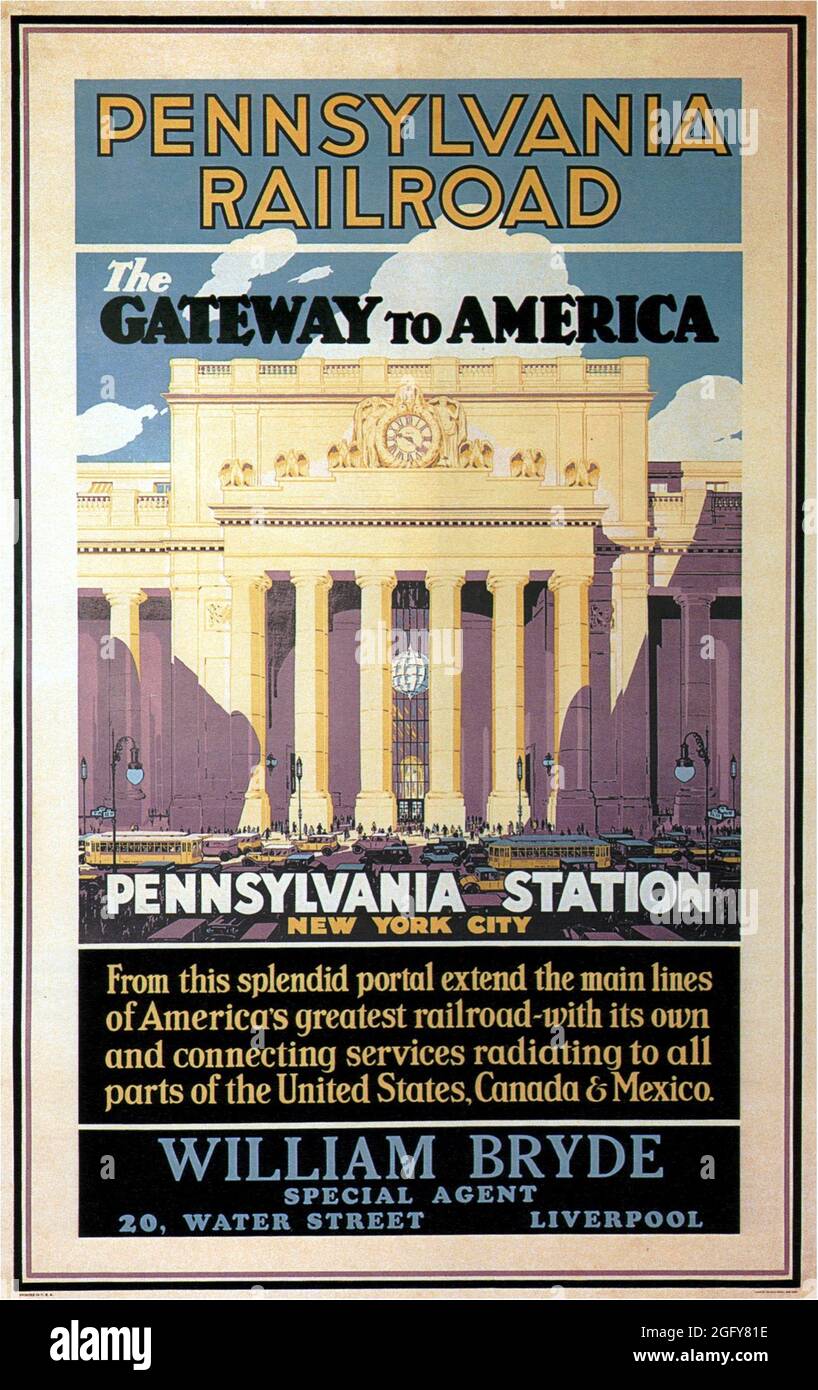 Click On Vintage American railway travel poster - Pennsylvania Railroad ...