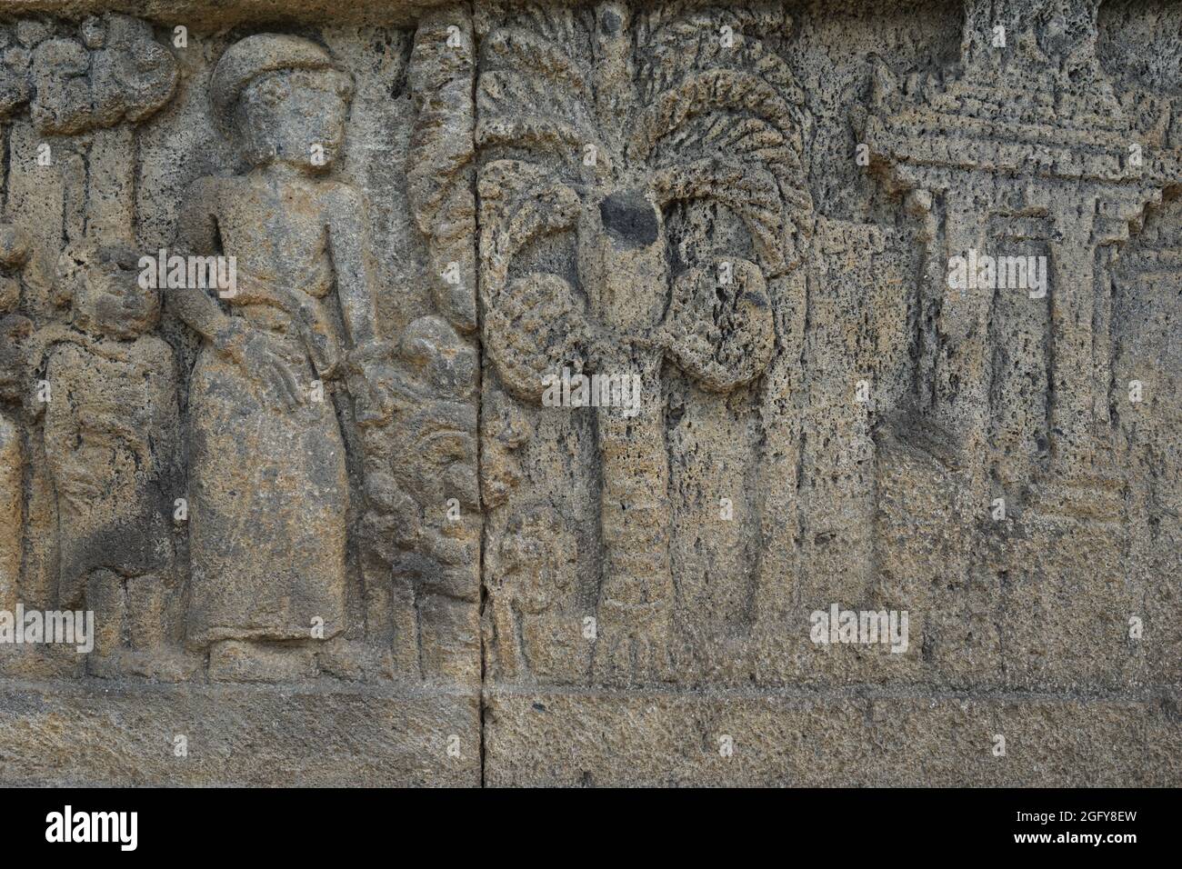 Carved stone on the stone penataran temple (panataran temple), Blitar ...