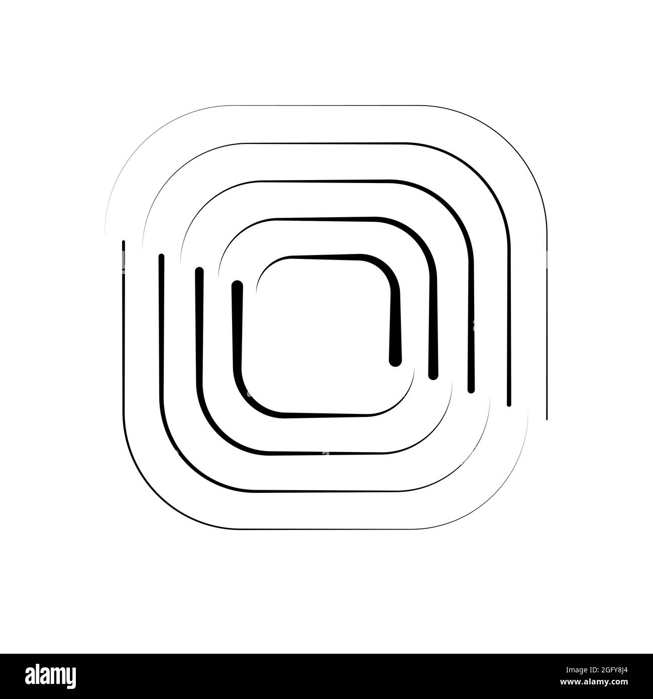 Black concentric rounded square frames. Geometric art. Design element ...