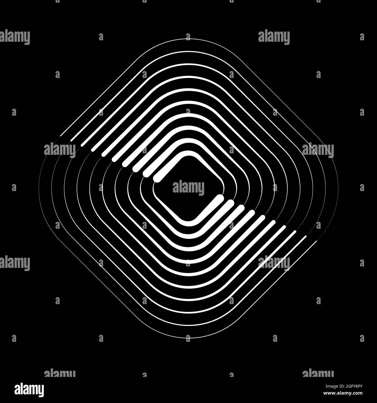 White concentric curvy stripes. Geometric art. Design element for ...