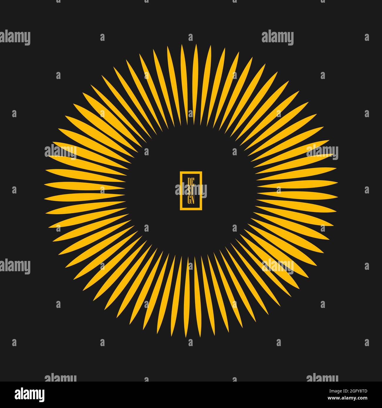Yellow abstract radial stripes. Geometric art. Design element for ...
