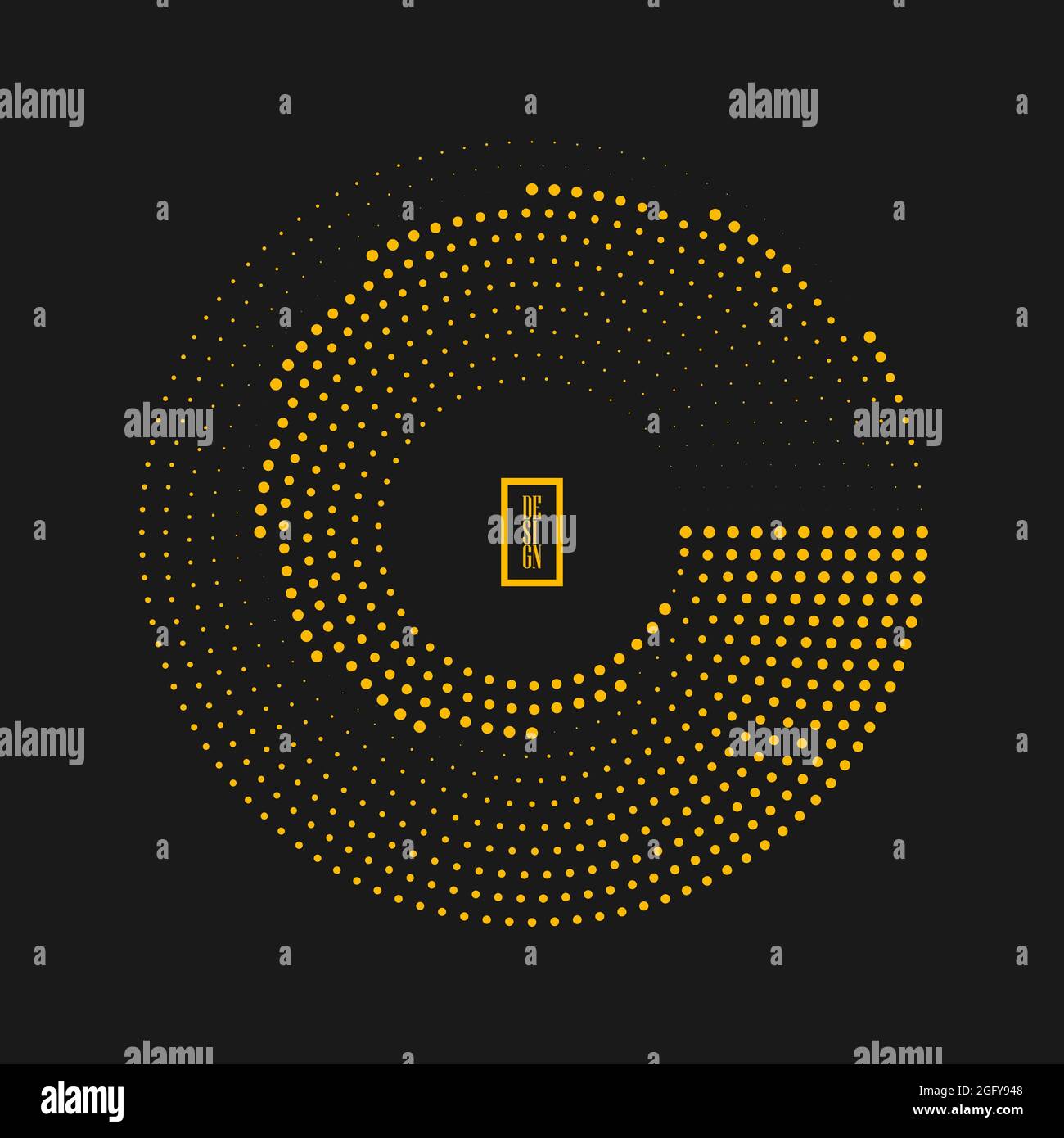 Abstract yellow curvy dotted lines. Halftone design element for border ...