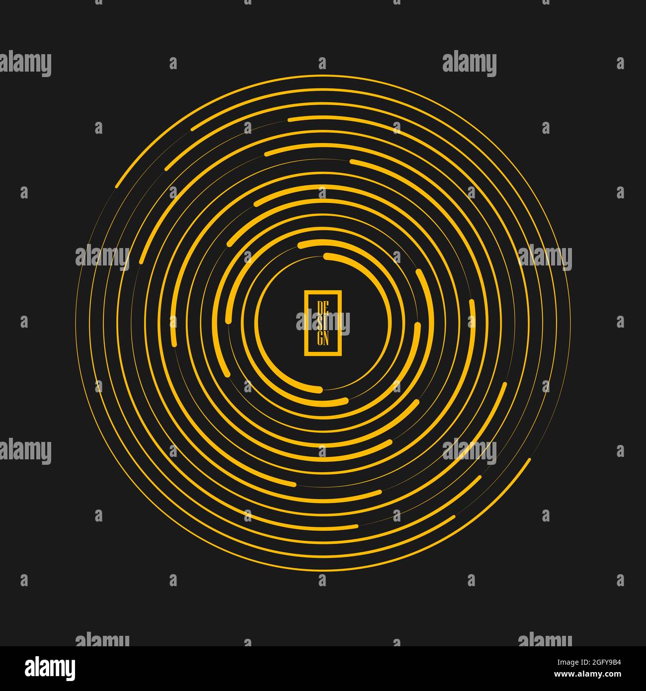 Yellow curved stripes in rounded form. Geometric art. Design element ...