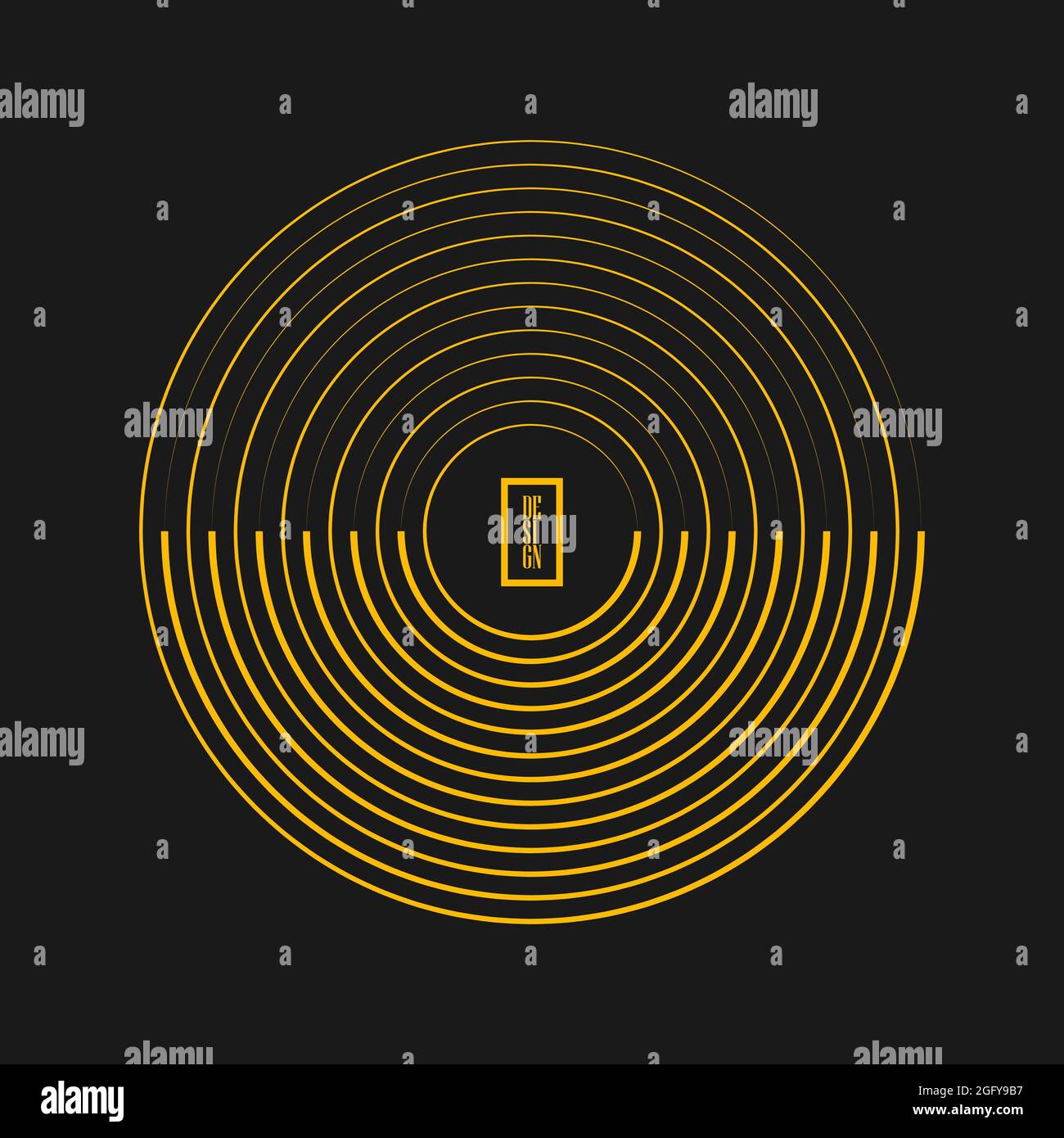 Yellow concentric lines in round form. Geometric art. Design element ...