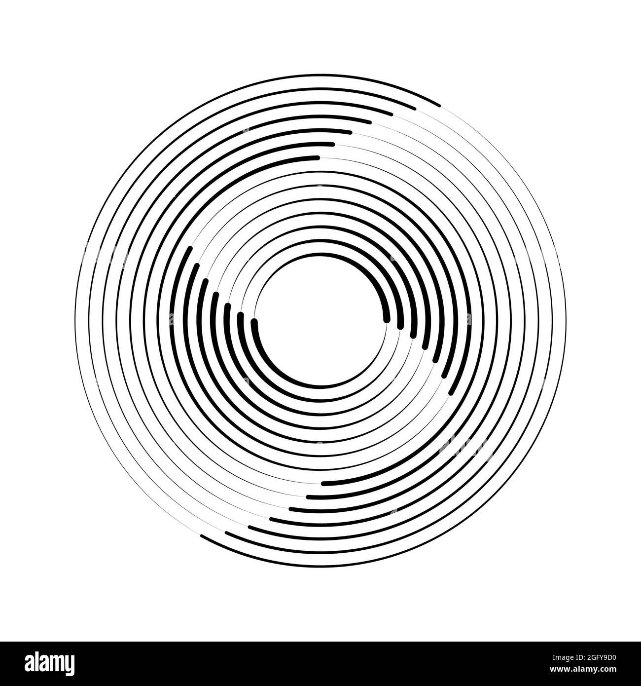 Black rotated stripes in rounded form. Geometric art. Design element ...