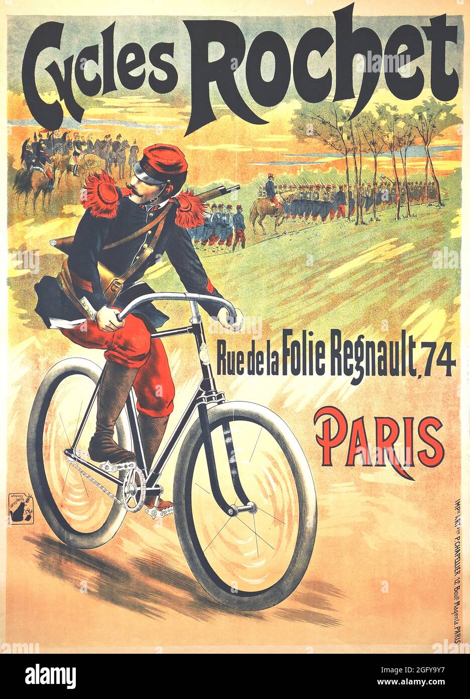 Click On Vintage French bicycle poster - Cycles Rochet, 1900s Stock ...