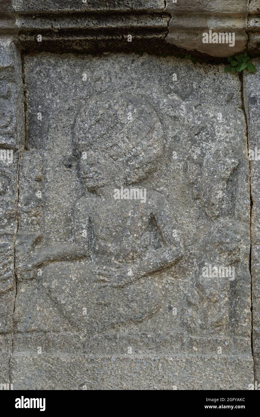 Carved stone on the stone penataran temple (panataran temple), Blitar ...
