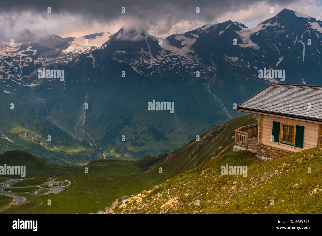Cabin Log Chalet in Austria High Alps Mountains Stock Photo - Alamy