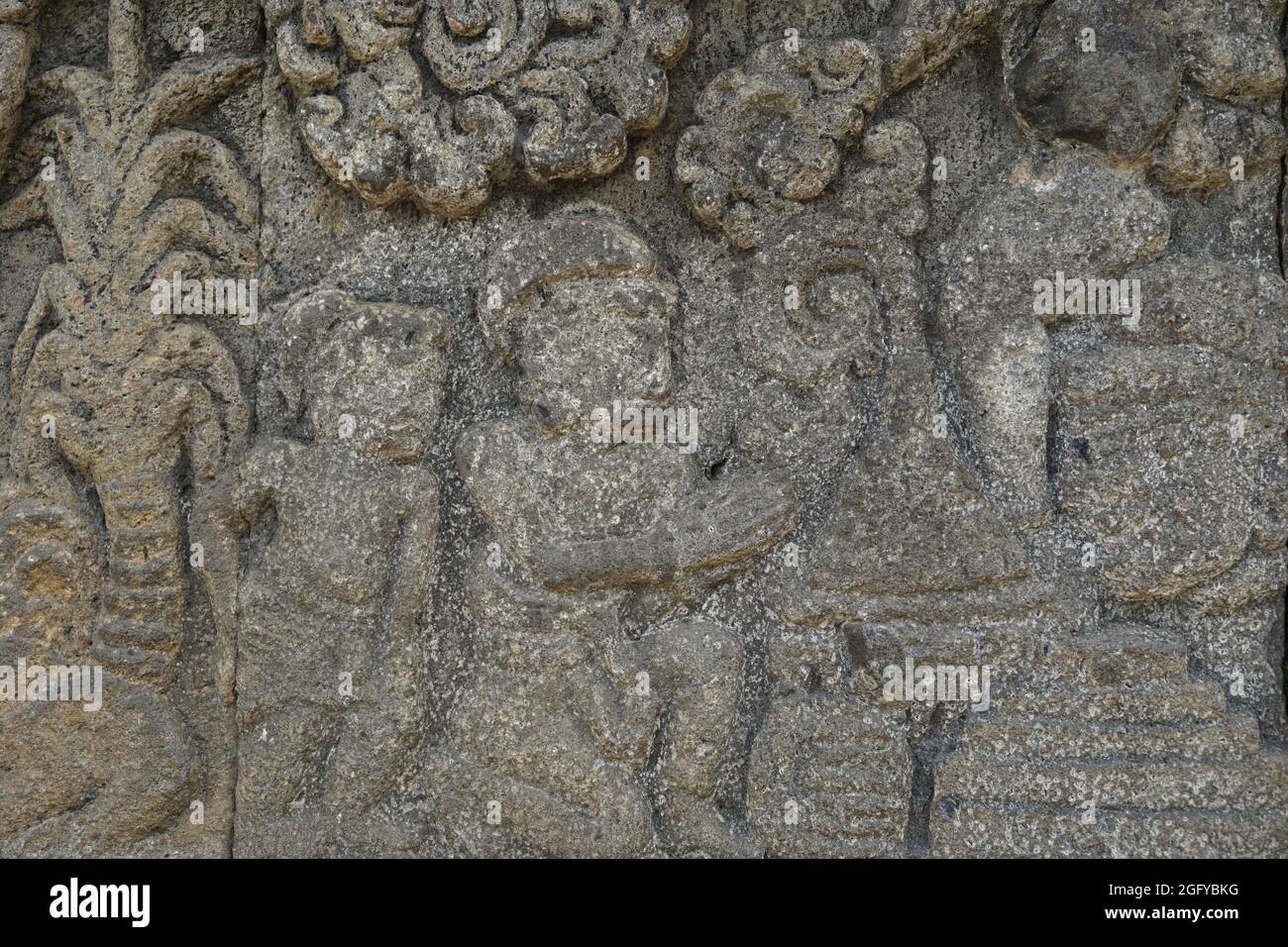 Carved stone on the stone penataran temple (panataran temple), Blitar ...
