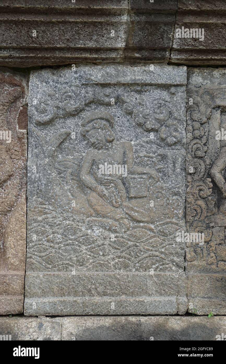 Carved stone on the stone penataran temple (panataran temple), Blitar ...