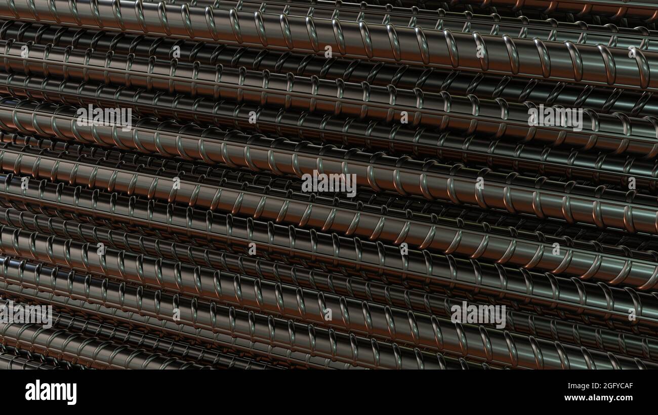 steel iron rod background - isolated digital industrial 3D rendering ...
