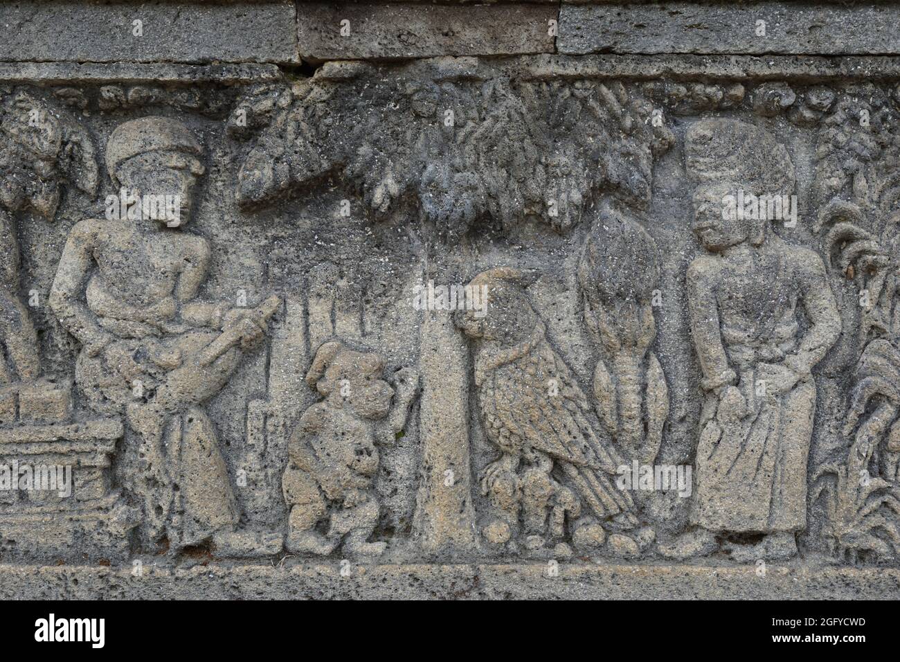 Carved stone on the stone penataran temple (panataran temple), Blitar ...