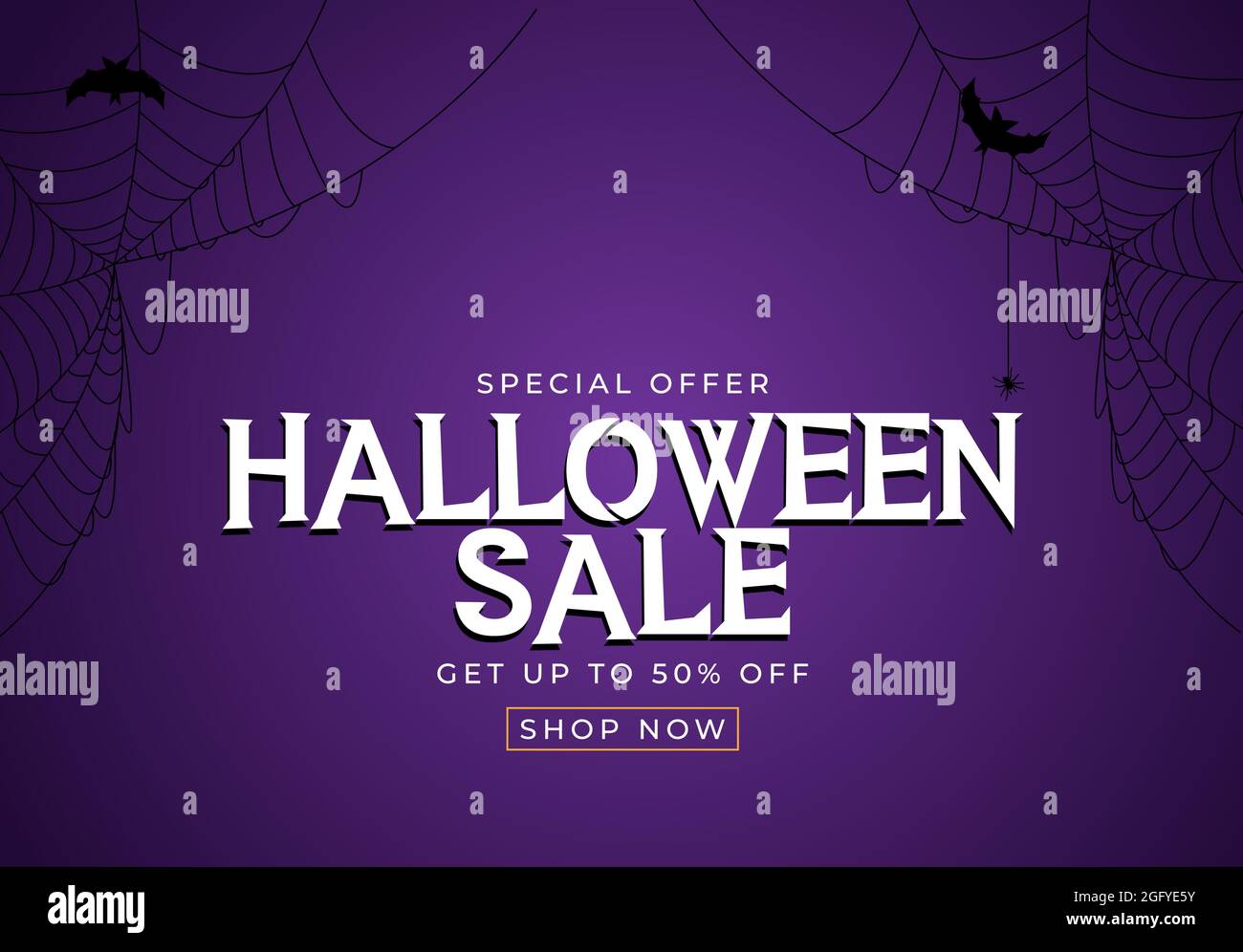Purple Happy Halloween, Shop Now poster Template Background with bat ...
