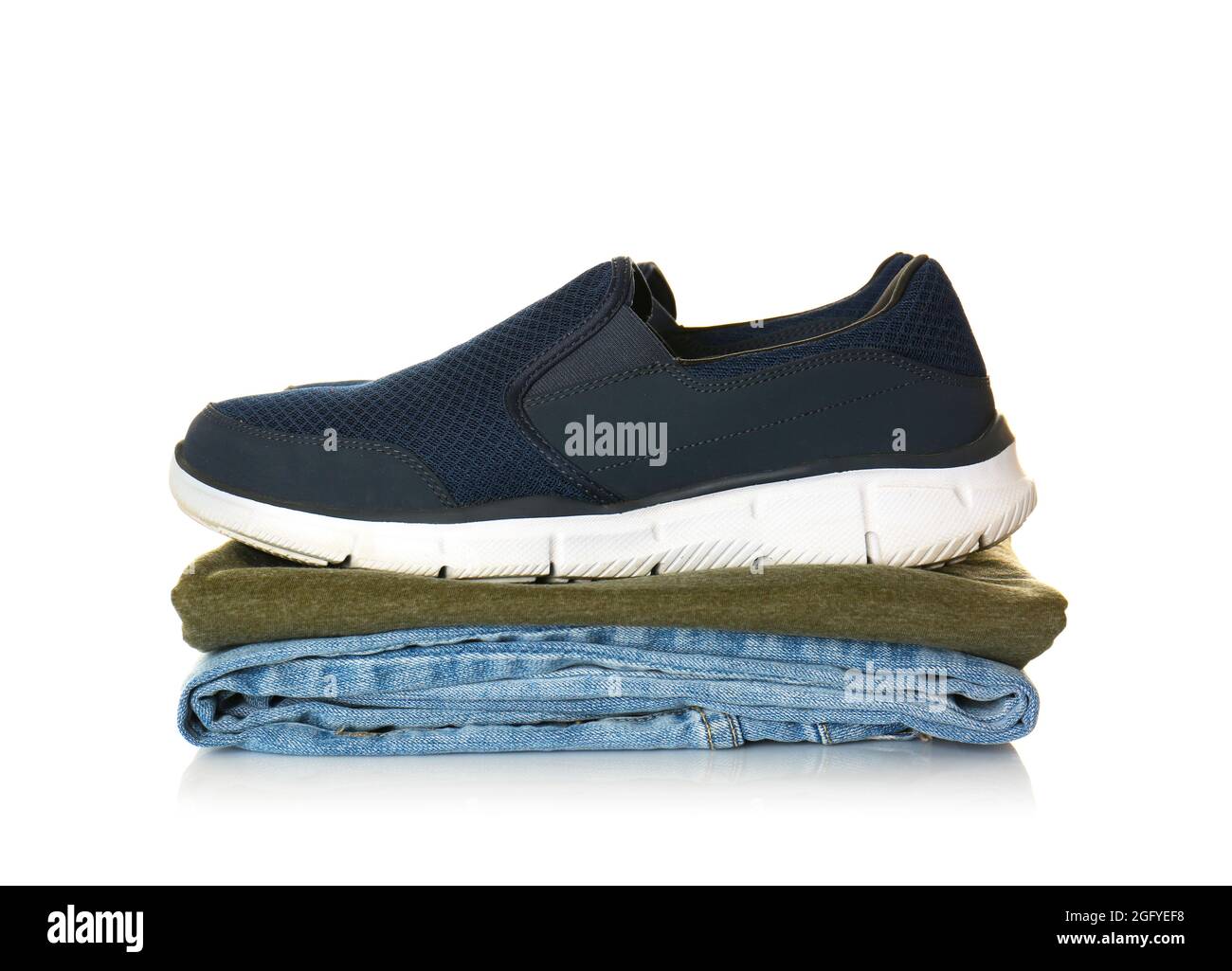 Clothes set on white background Stock Photo - Alamy