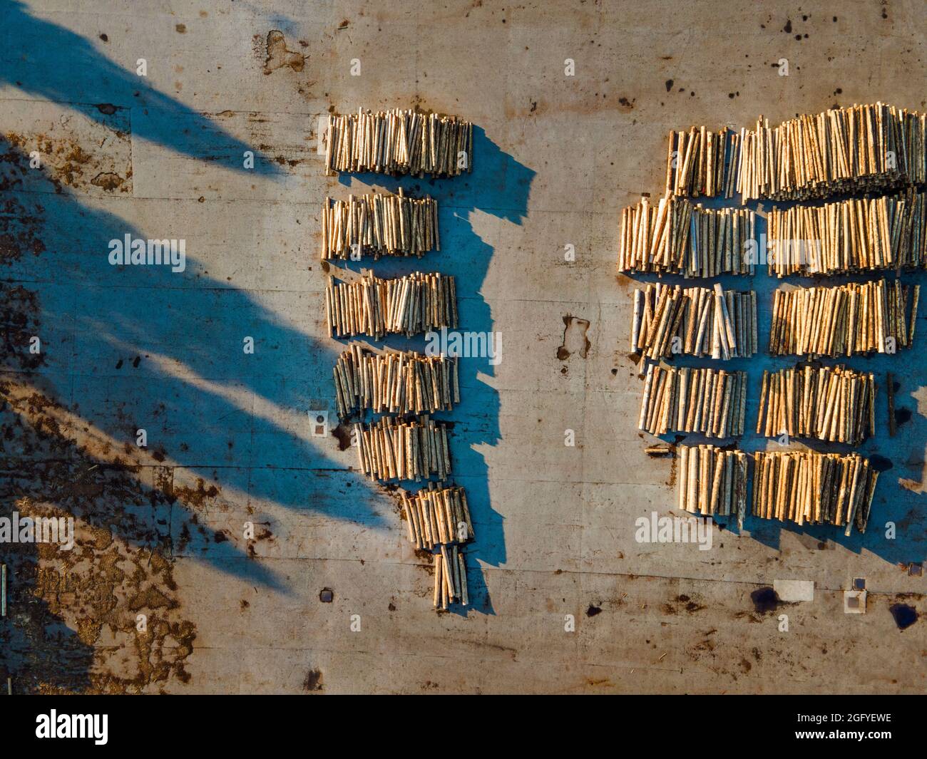Aerial View of Pine Logs on Sawmill or Lumber Mill Yard Stock Photo - Alamy
