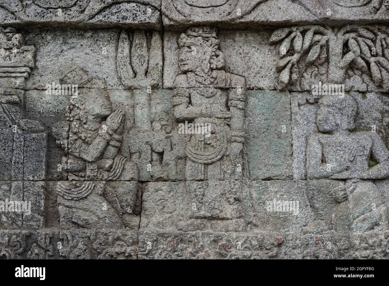 Carved stone on the stone penataran temple (panataran temple), Blitar ...
