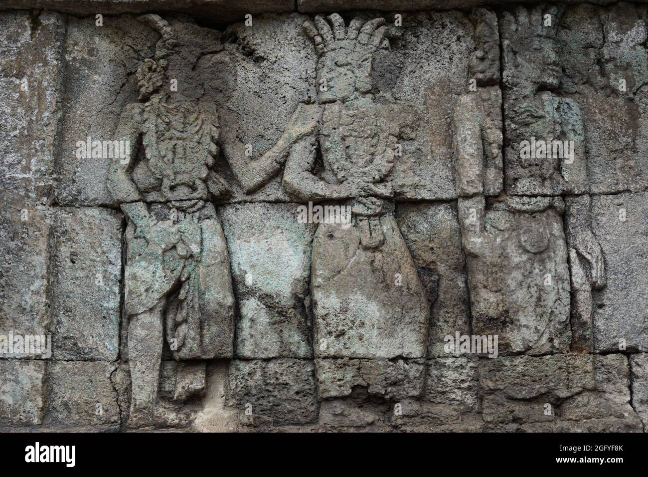 Carved stone on the stone penataran temple (panataran temple), Blitar ...
