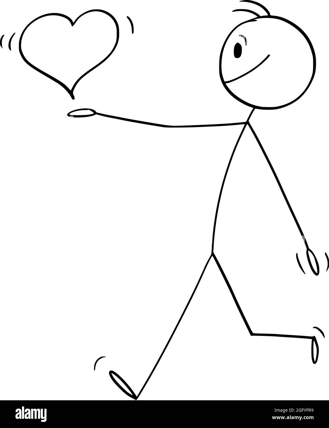 Happy Man or Lover Holding or Giving Big Heart of Love, Vector Cartoon ...