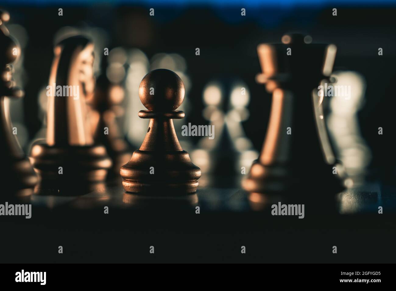Selective focus shot of black chess figures on the board Stock Photo ...