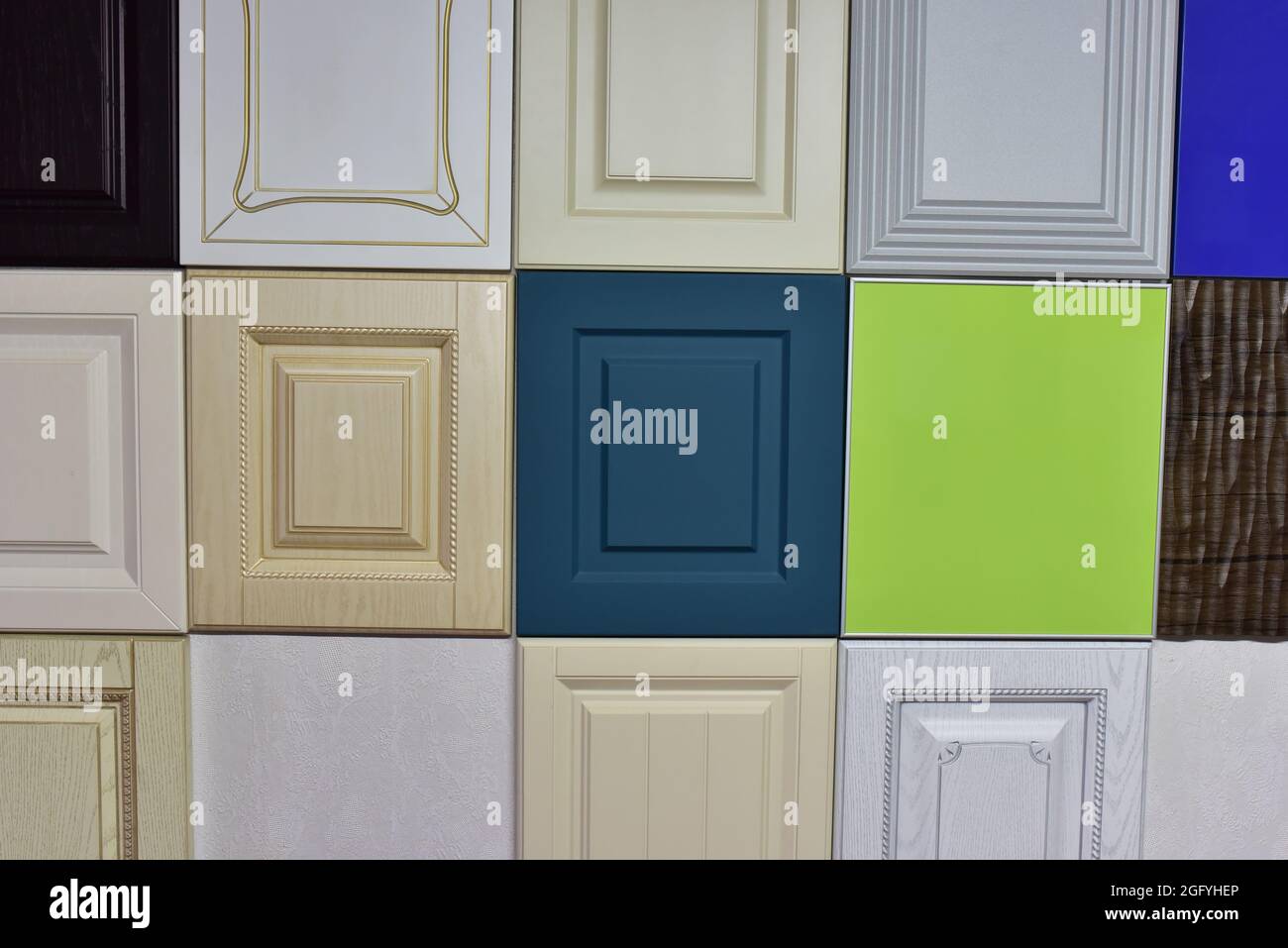 Samples of door panels for interior of the cabinet. Wooden furniture ...