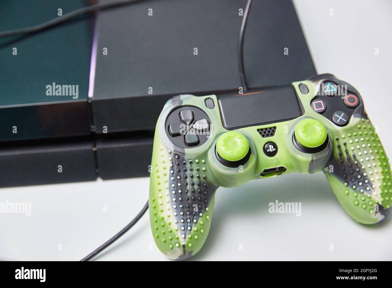 Moscow, Russia - August 13 2021. Joystick from the sony game console ...