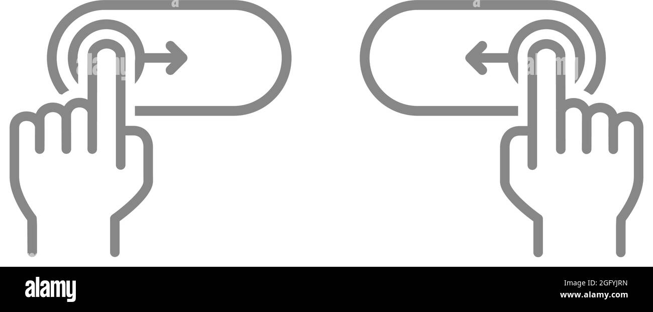 Set of right, left swipe gesture for UI web design. On, off toggle ...