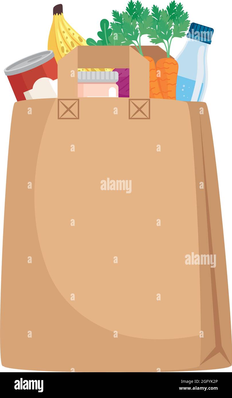 Groceries inside paper bag Stock Vector Image & Art - Alamy