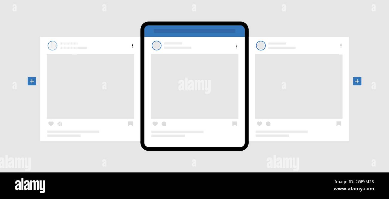 Tablet pc with interface carousel posts. Carousel post mockup template ...