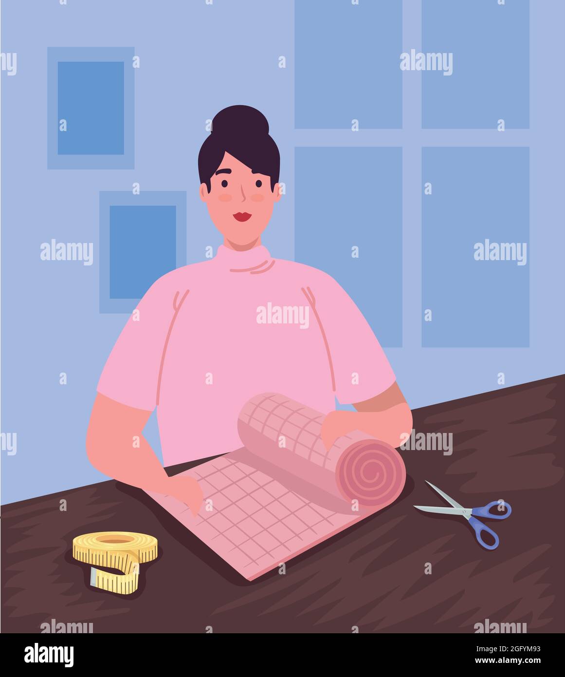 Clothes designer with pink cloth Stock Vector Image & Art - Alamy