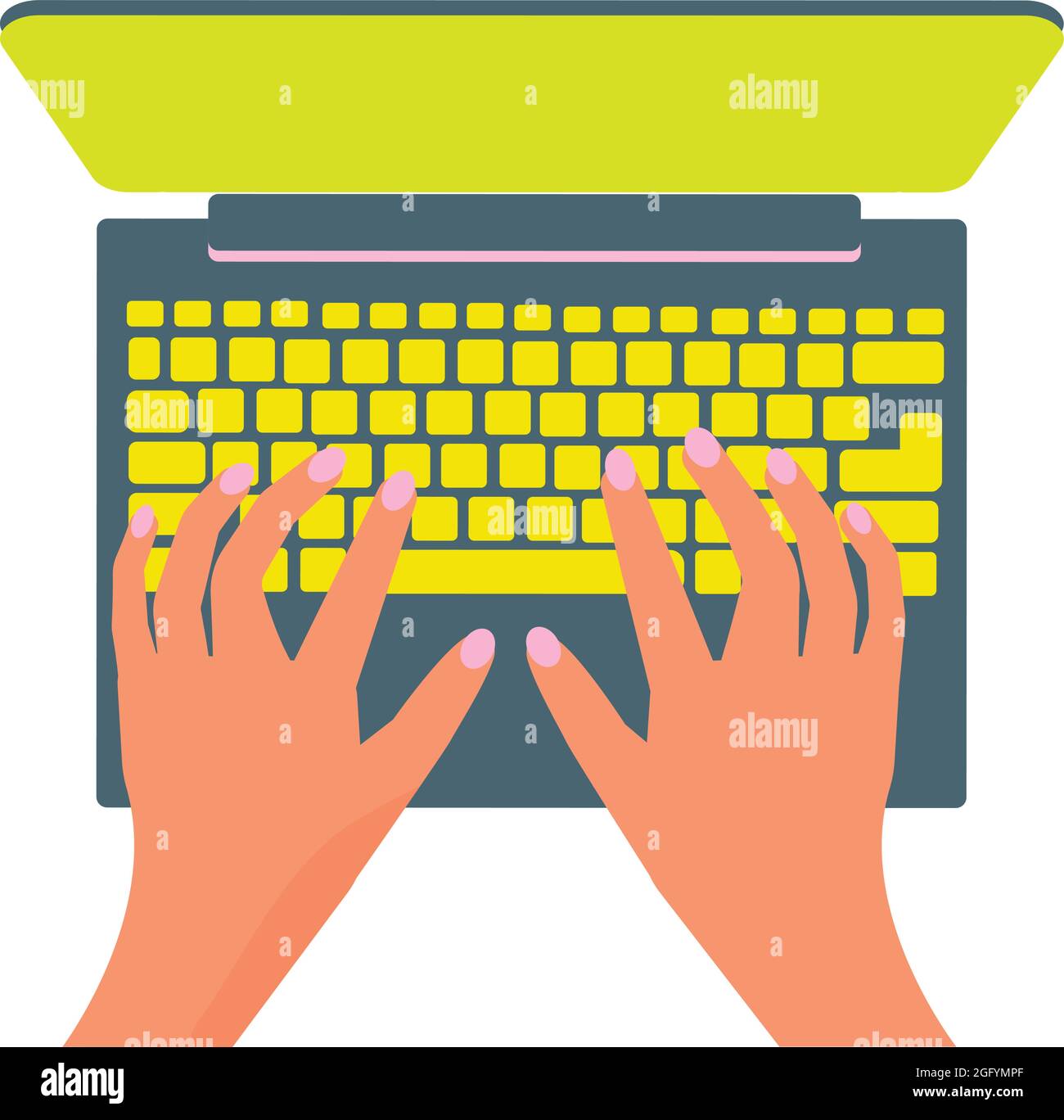 Girl Hands Typing Laptop Stock Vector Images - Alamy
