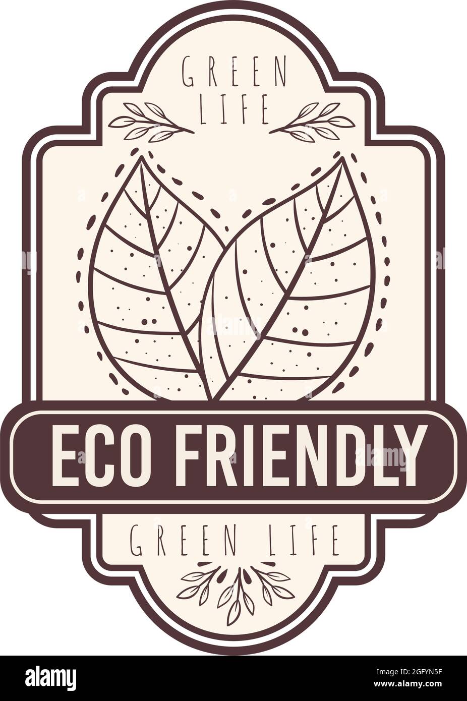 Eco friendly badge with leaves Stock Vector Image & Art - Alamy