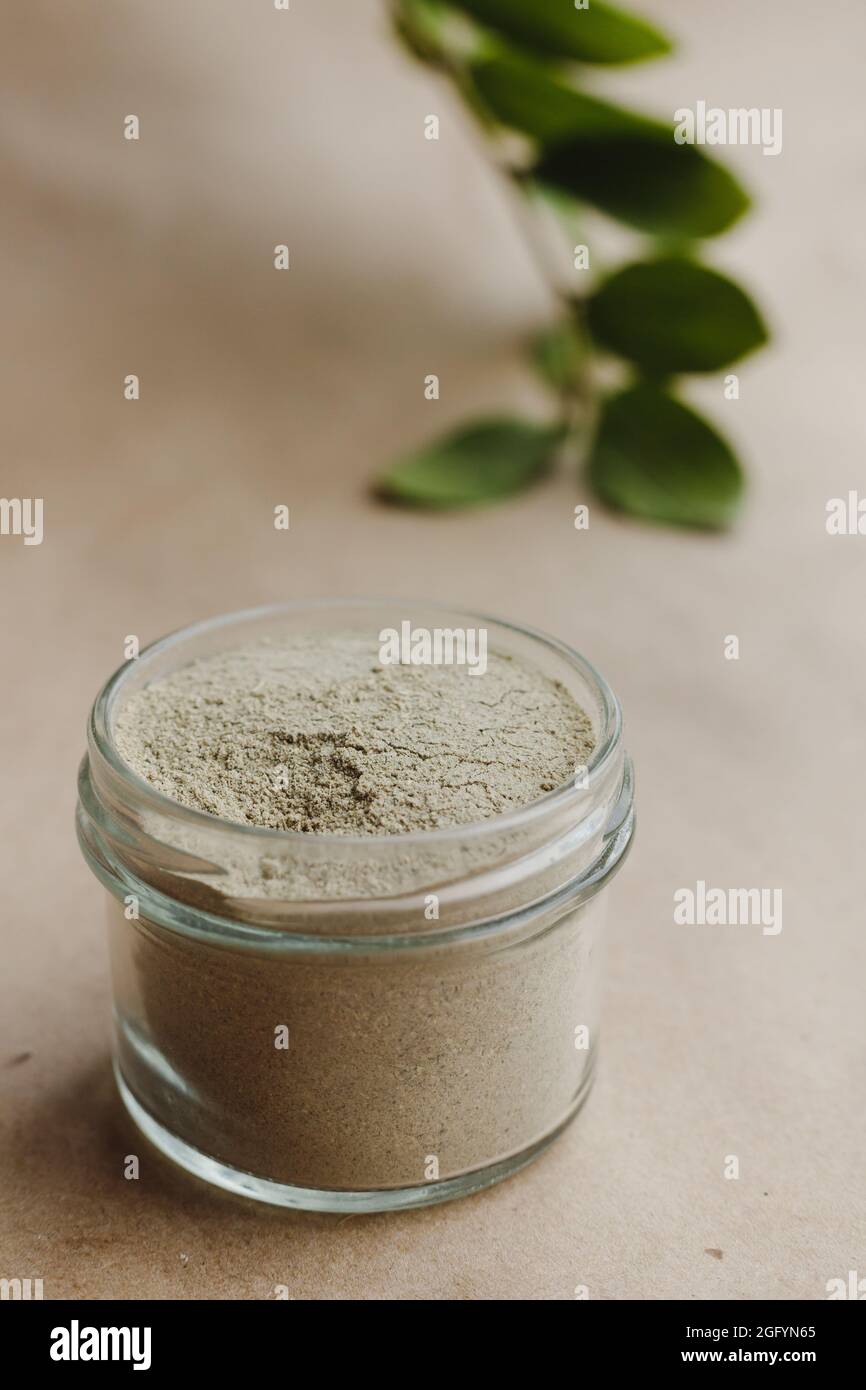 Ayurvedic cosmetic ubtan for face and hair care in glass jars ...