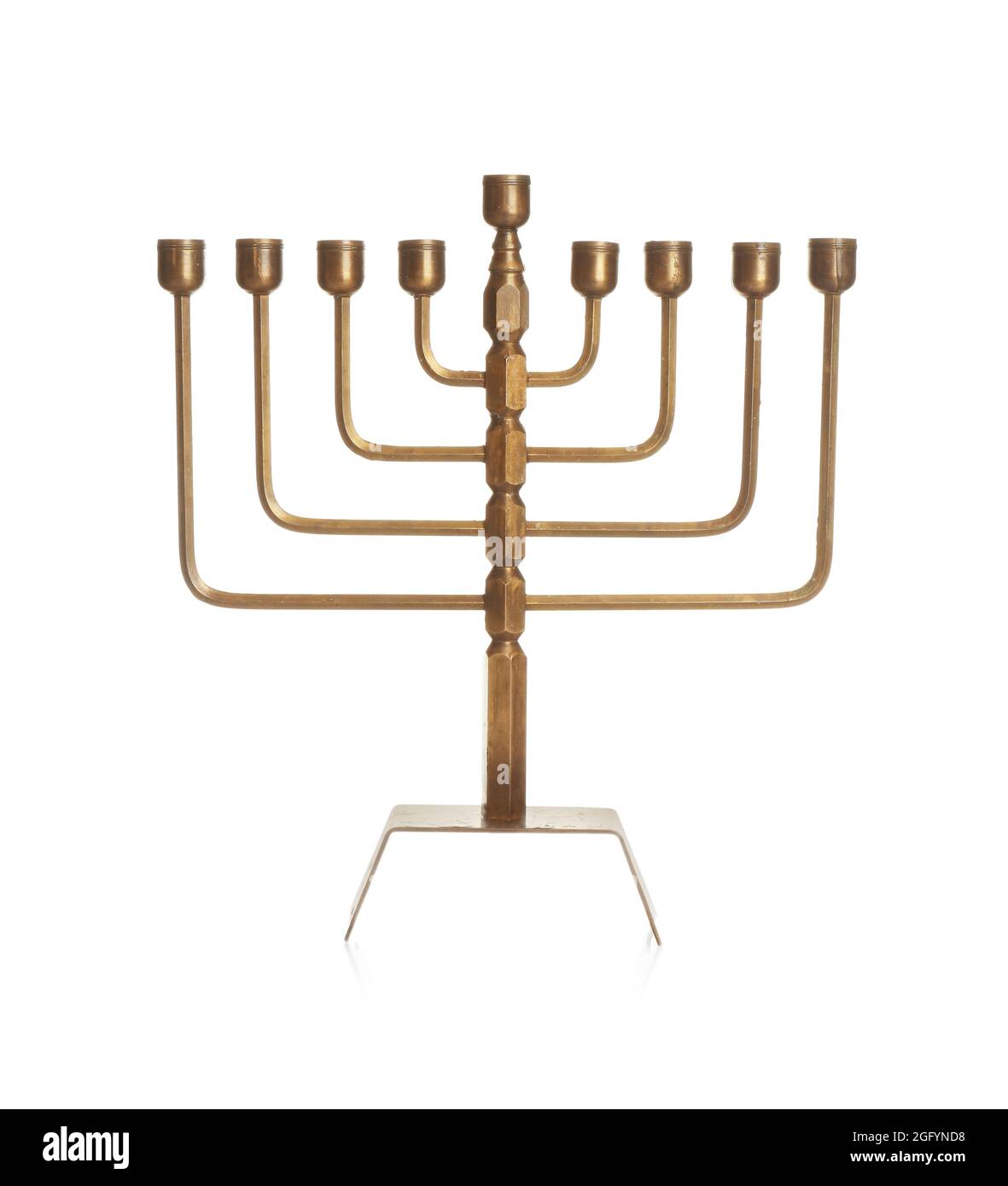 Hanukkah menorah on white background Stock Photo - Alamy