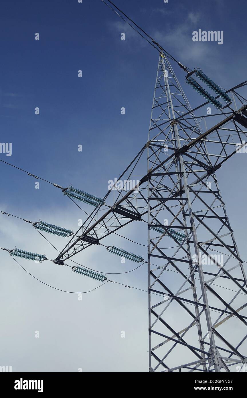 German countryside /Germany 22..April 2017 Electric wire transformer in ...