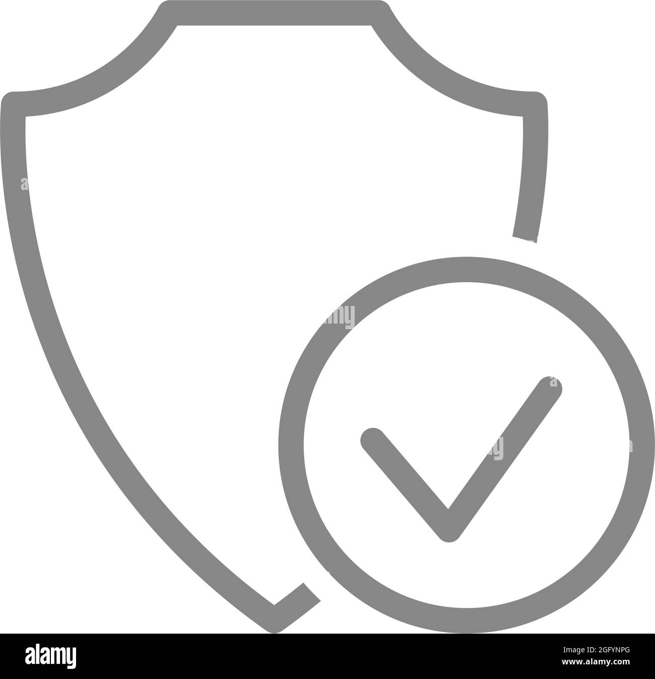 Protective shield with check mark line icon. Satisfaction, positive ...