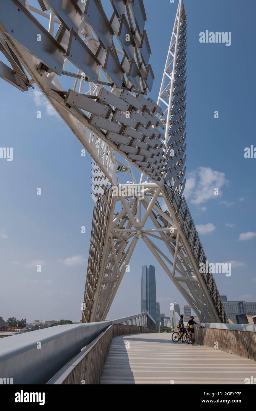 Oklahoma City, Oklahoma. Scissortail Park, Skydance Bridge, Scissortail ...