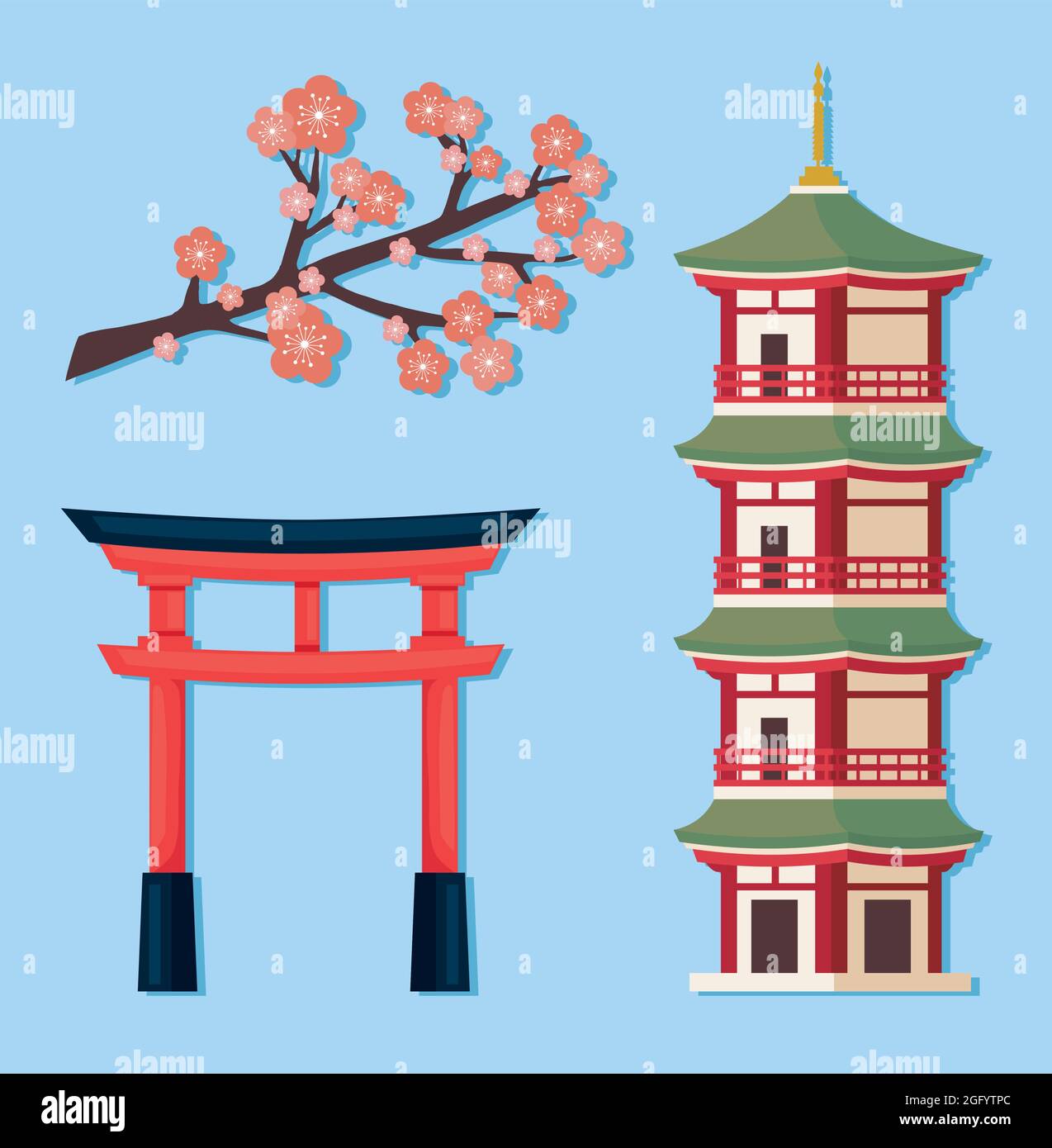 Japanese arch and icons Stock Vector Image & Art - Alamy