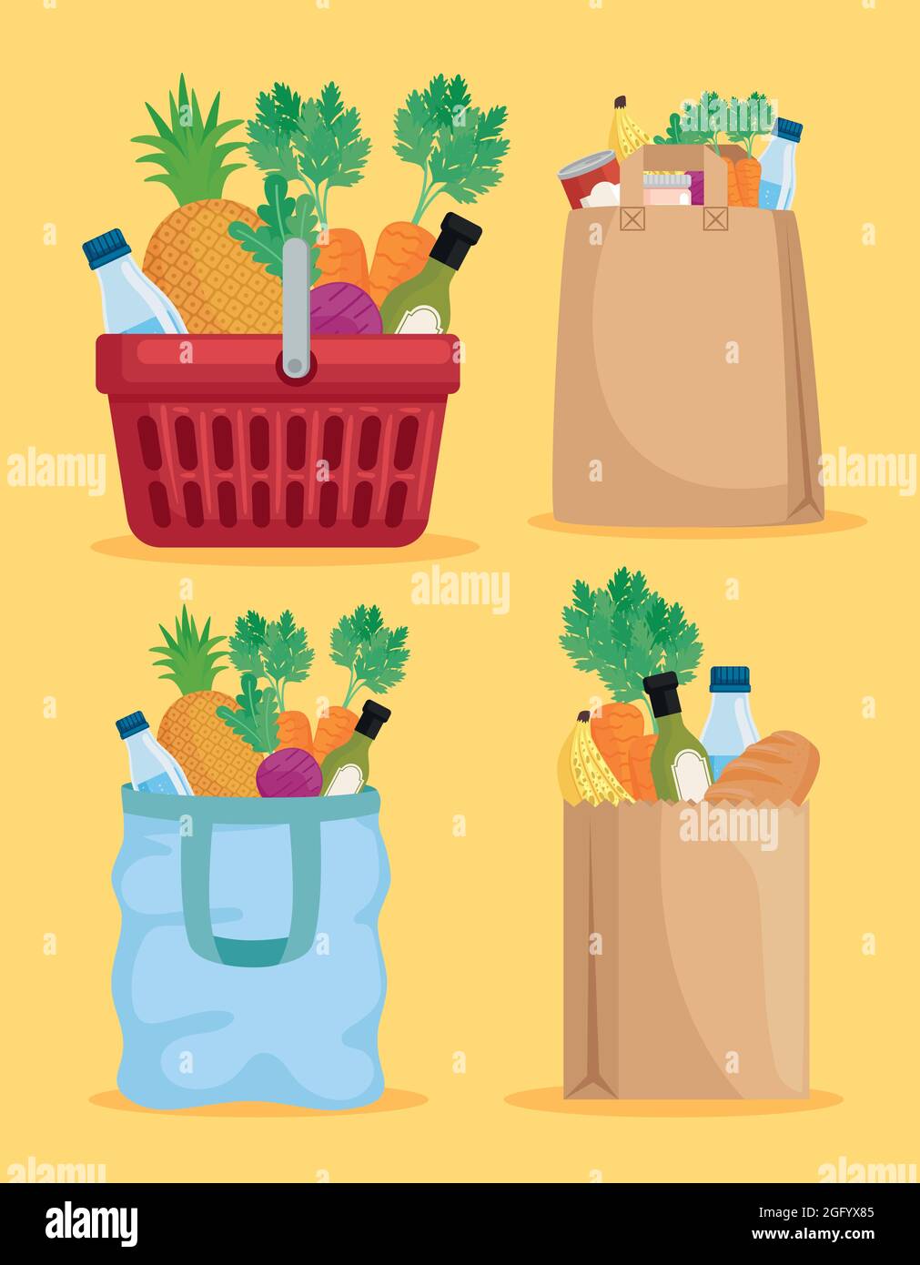 Groceries and shopping icon collection Stock Vector Image & Art - Alamy