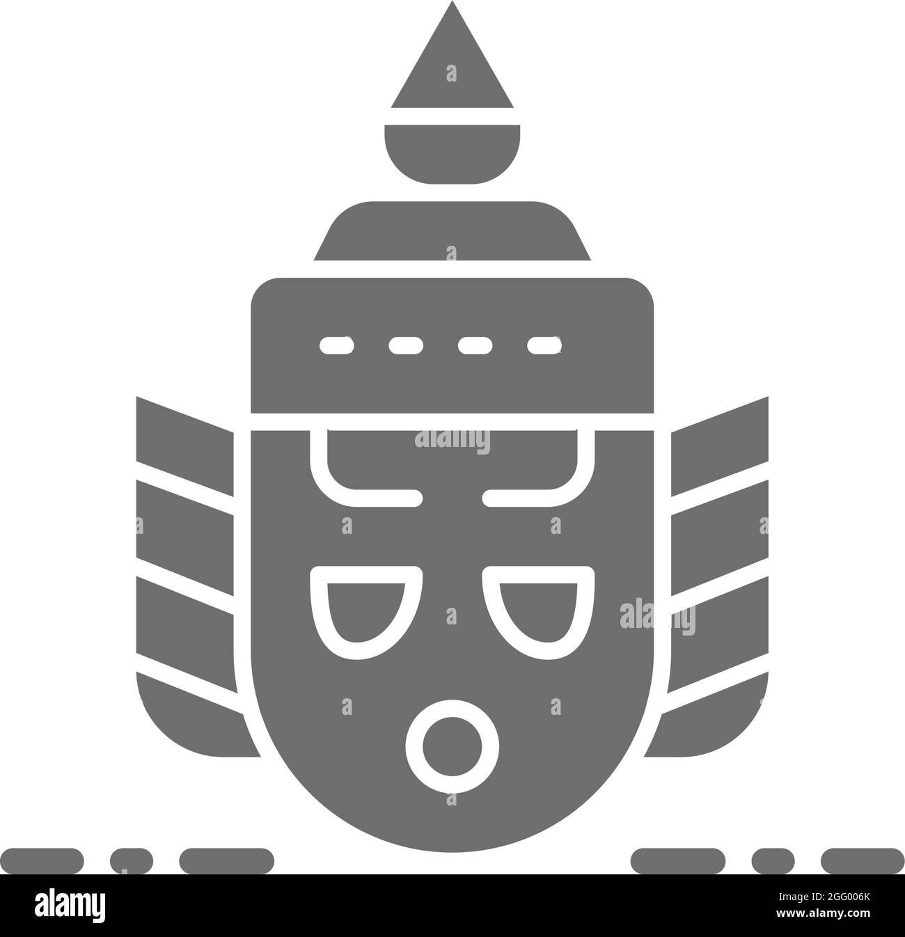 Thailand traditional Khon theater mask, Ravana head grey icon Stock ...