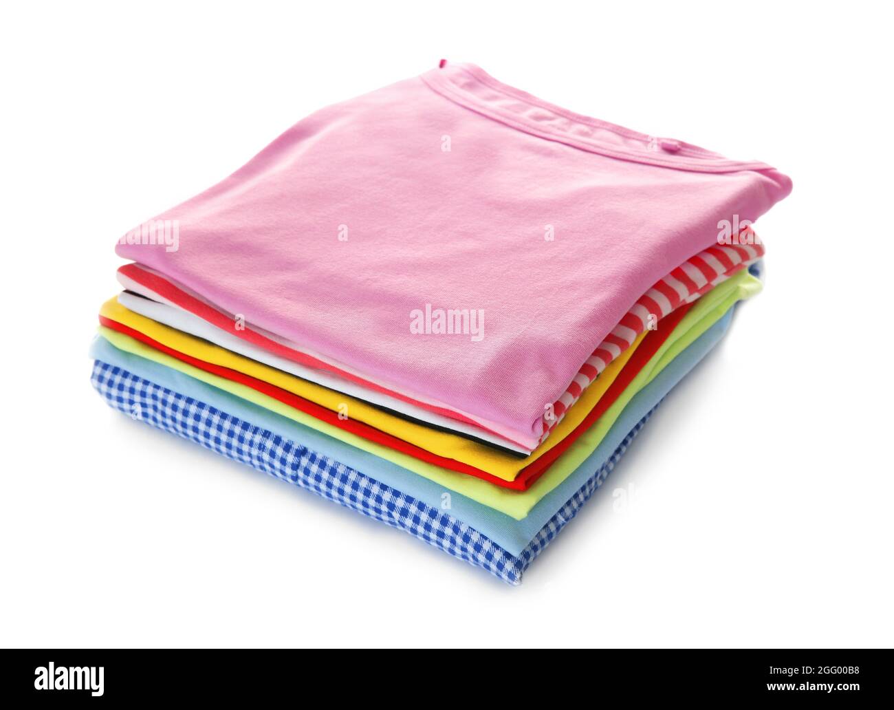 Stack of colorful clothes on white background, closeup Stock Photo - Alamy